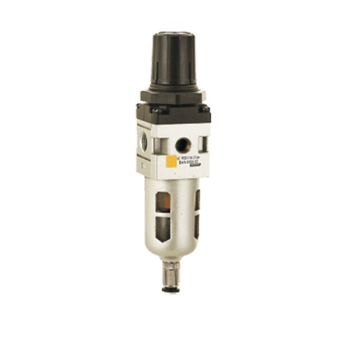 Overflow air filter regulator with pressure gauge