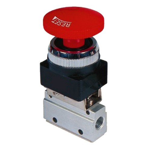 Roller button mechanical pneumatic valve