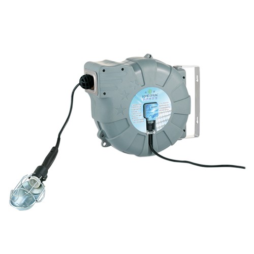 Torch retracting wall mounted hose reels